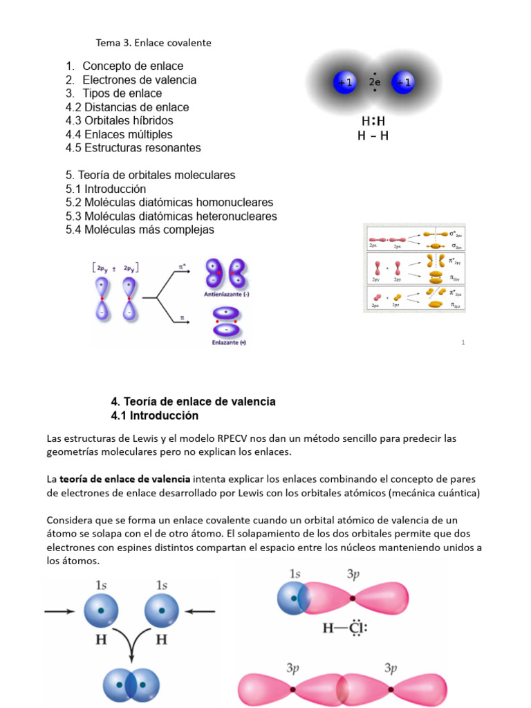 Unidad 6 Tema 3 Enlace covalente | PDF | Enlace químico | Valencia (Química)