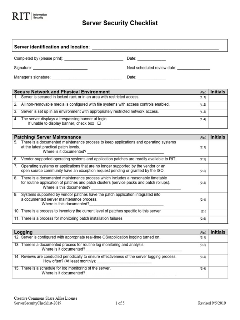 Server Security Checklist Guide | PDF | Vulnerability (Computing) | Access Control