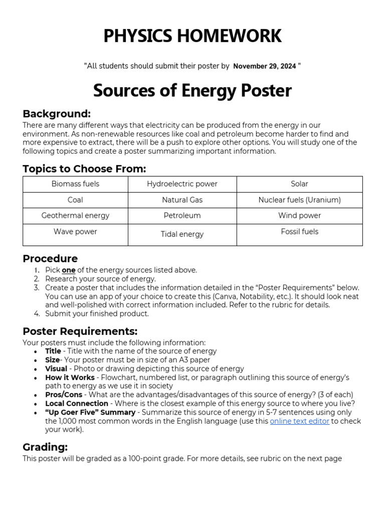 Igcse Poster Hw | PDF | Energy Development | Fuels