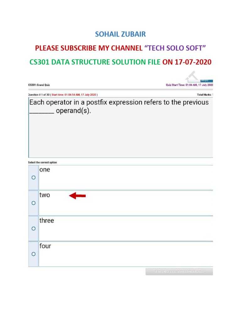 Cs301 Grand Quiz | PDF