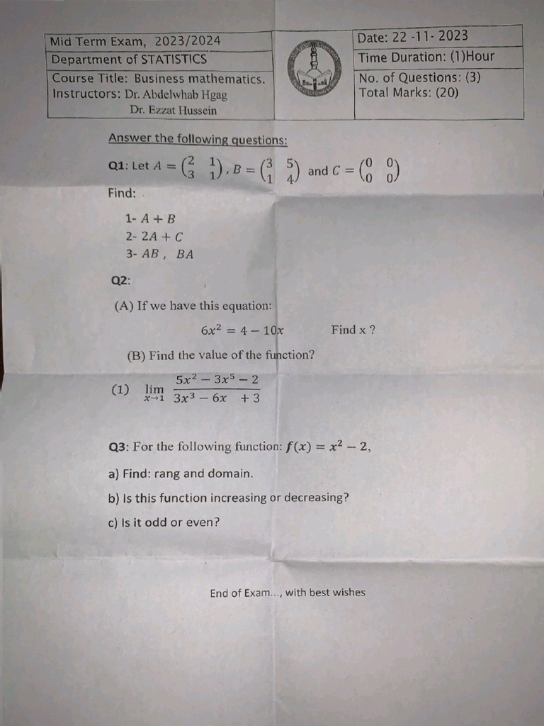 Mid-Term 2023 - 2024 | PDF
