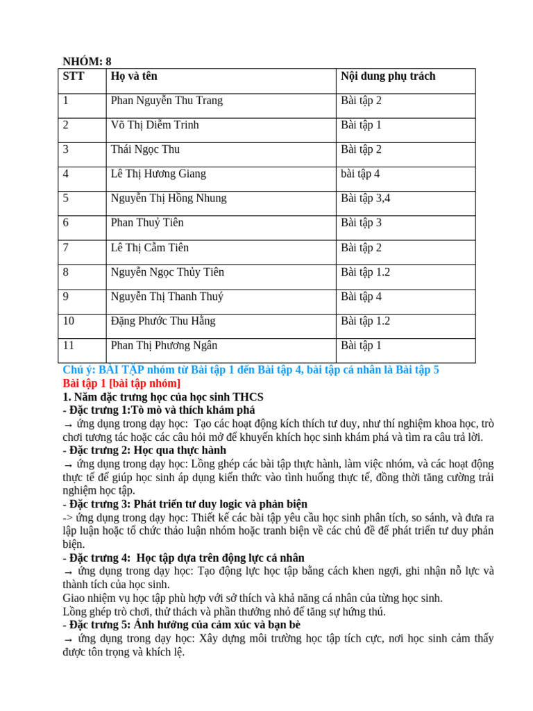 BT Môn LLDH Nhóm | PDF