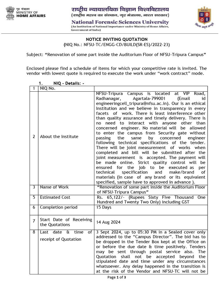 Auditorium Renovation Quotation Notice | PDF | Tile