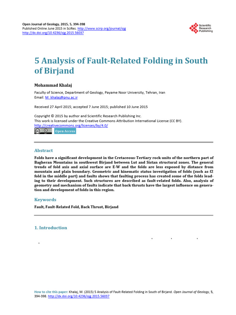 5 Analysis of Fault-Related Folding in South of Bi | PDF | Fault ...