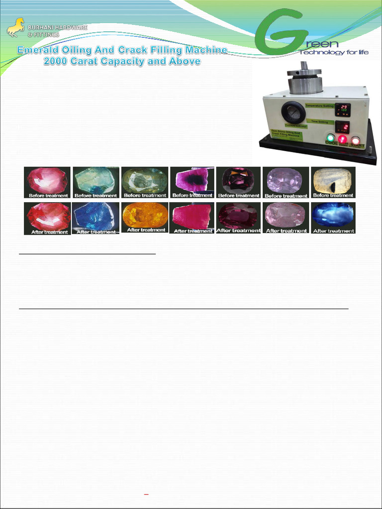 Emerald Oiling & Crack Filling Machine | PDF | Gemstone | Materials