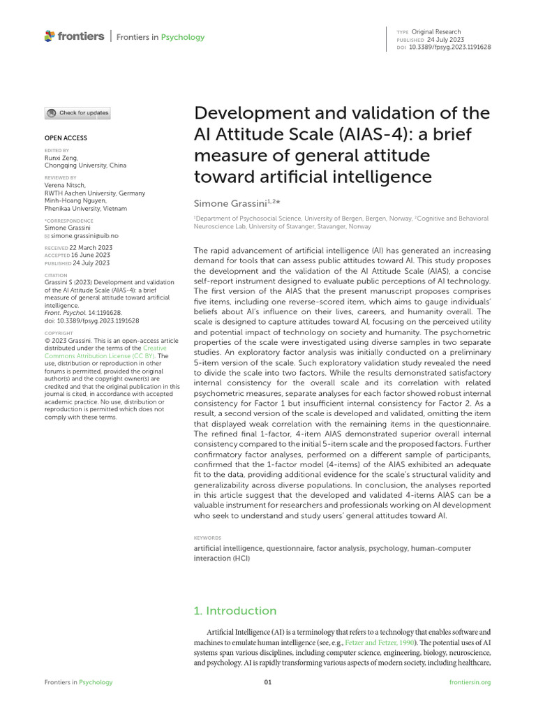 Develoepment of AI Attitude Scale | PDF | Artificial Intelligence ...
