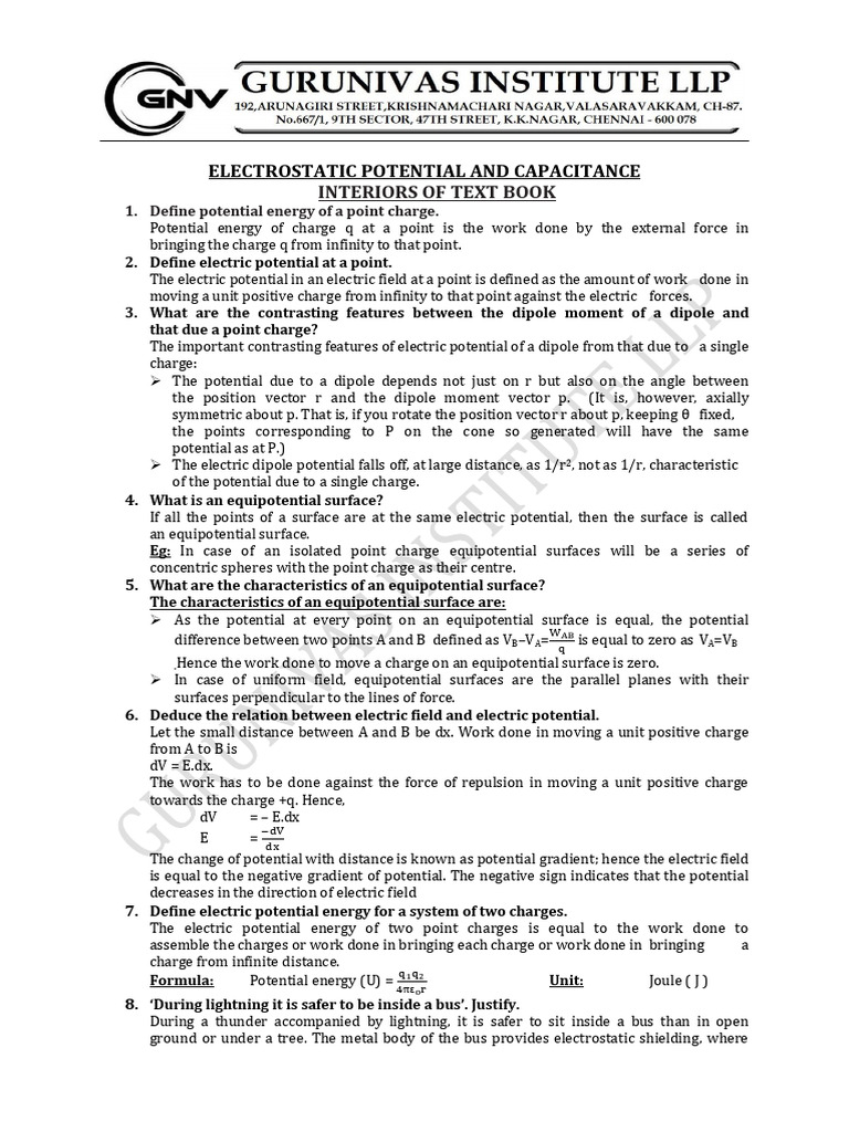 Electrostatic Capacitance and Potential | PDF | Capacitance | Capacitor