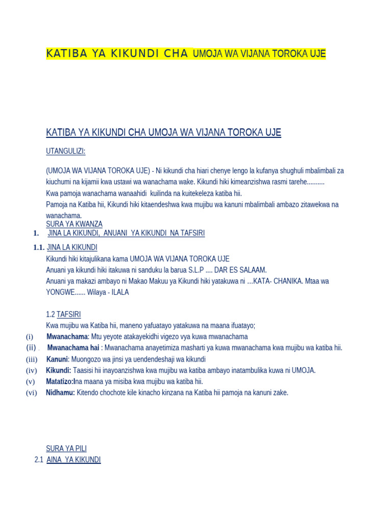 Katiba Ya Kikundi Cha Pamoja Tunaweza | PDF