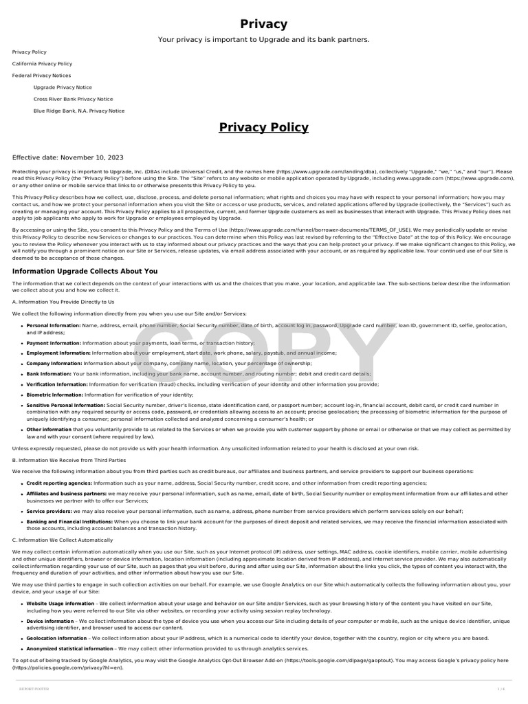 Upgrade Privacy Notice Agreement | PDF | Computer Security | Security