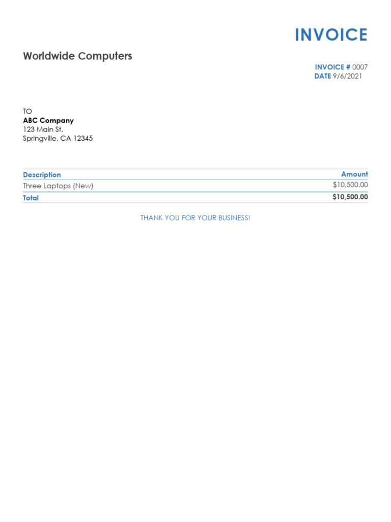 Worldwide Computers Invoice | PDF