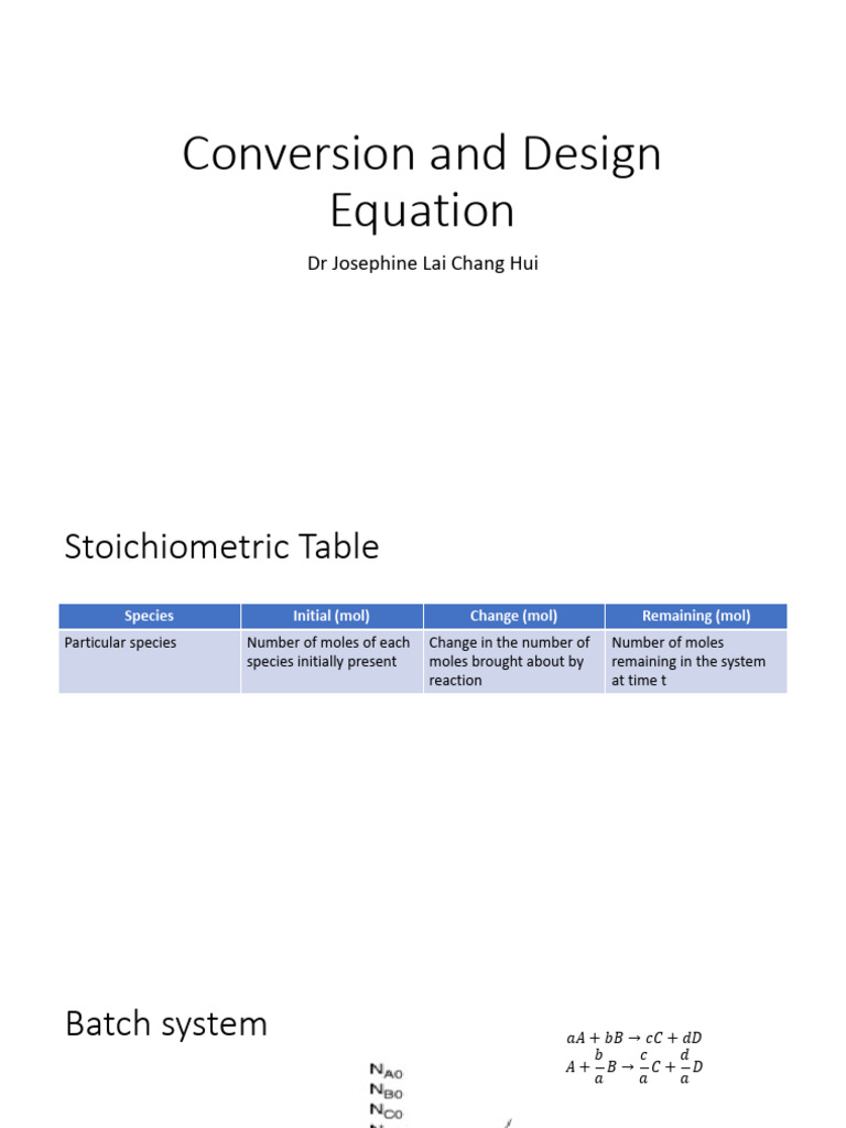 LU4&5 - Conversion and Design Equation | PDF | Chemical Reactor | Chemistry
