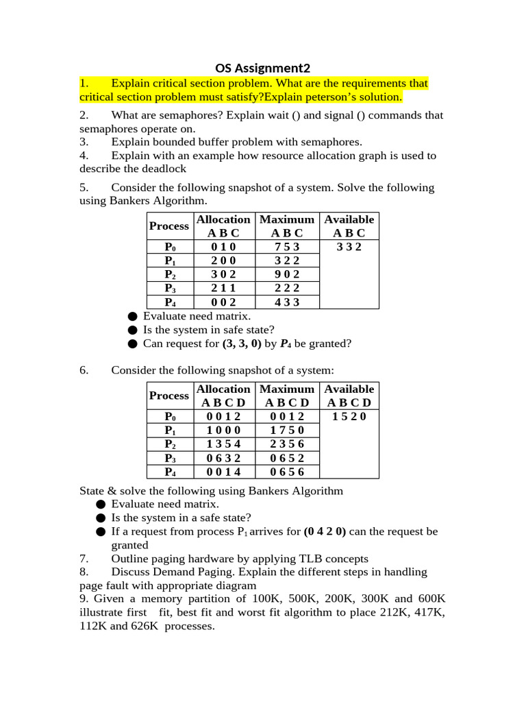 OS assignment2 Questions (Repaired) | PDF