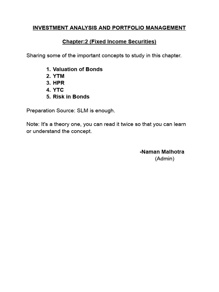 Chapter 2 (IAPM) | PDF