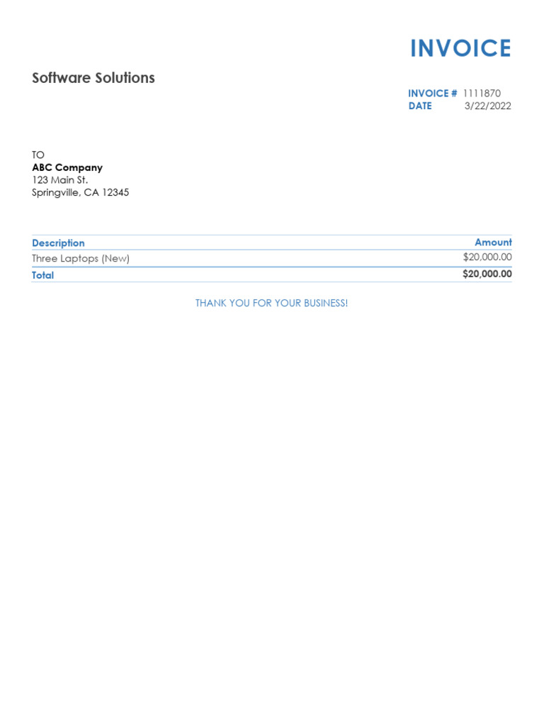 Invoice for Three Laptops | PDF