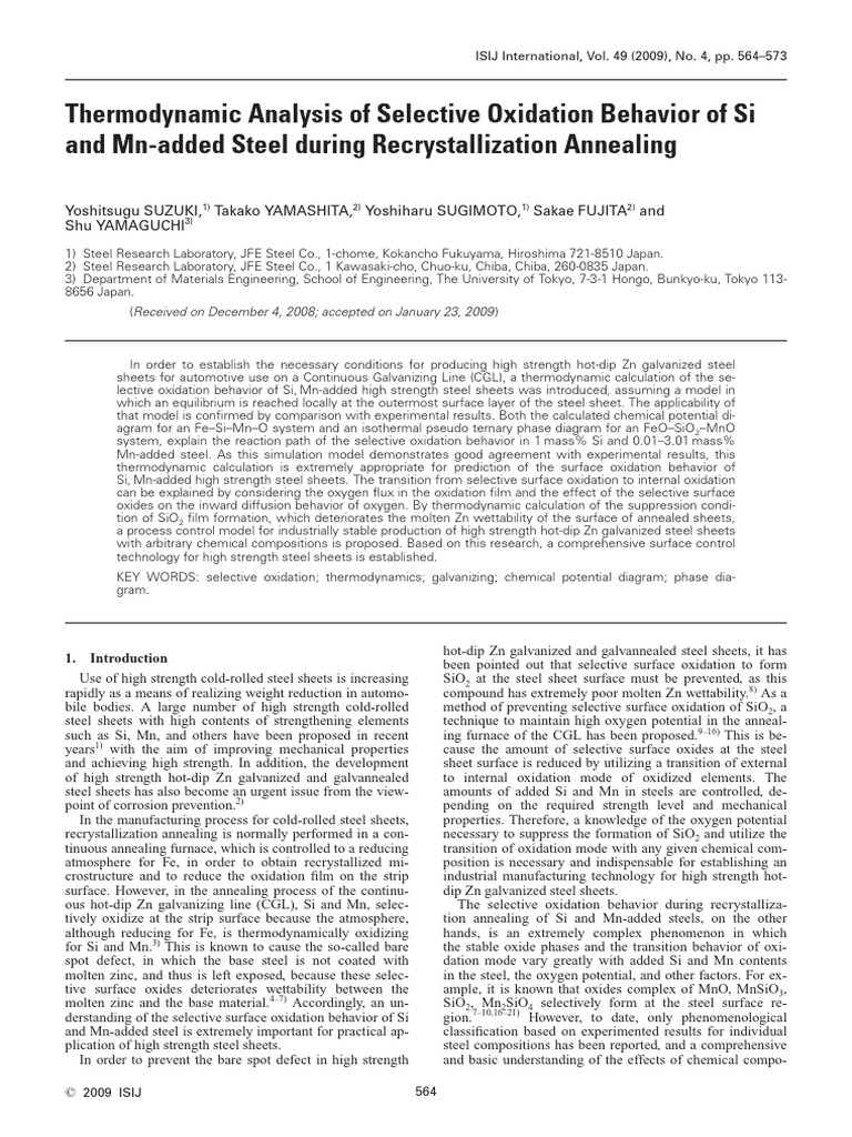Thermodynamic Analysis of Steel Oxidation | PDF | Manganese | Redox