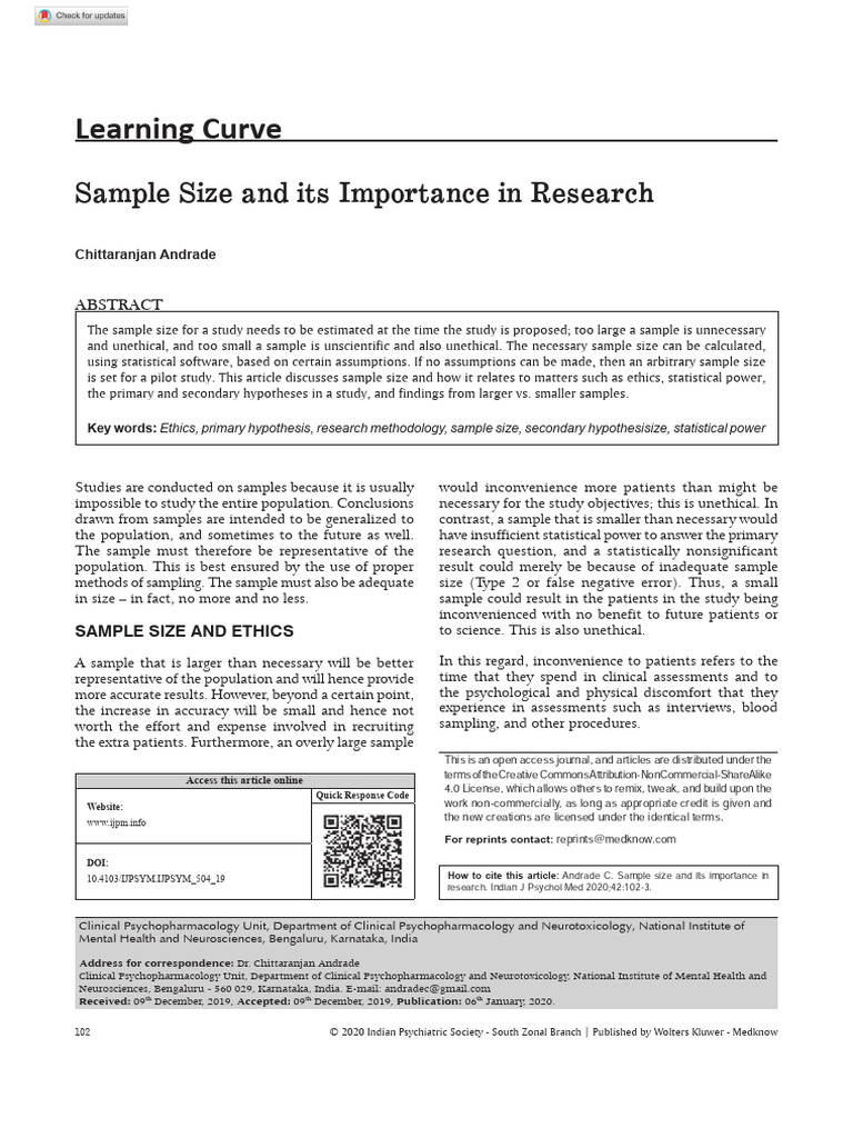 Importance of Sample Size in Research | PDF | Hypothesis | Sampling ...