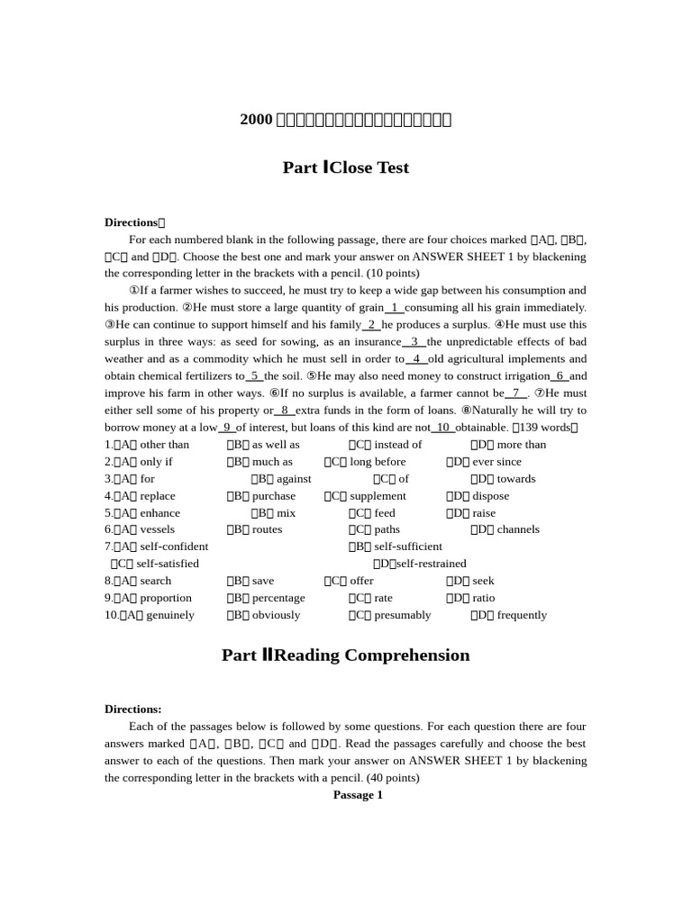 Close Test: Directions | PDF | Natural Selection | Evolution