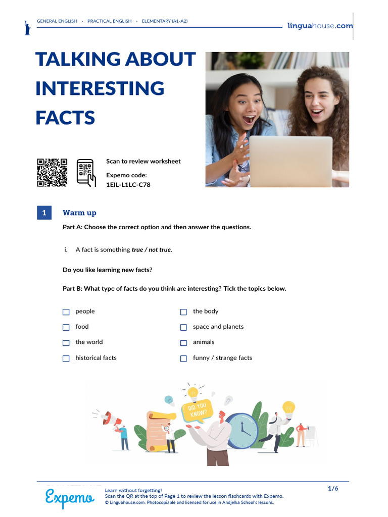 Engaging Facts for English Learners | PDF | Reading Comprehension