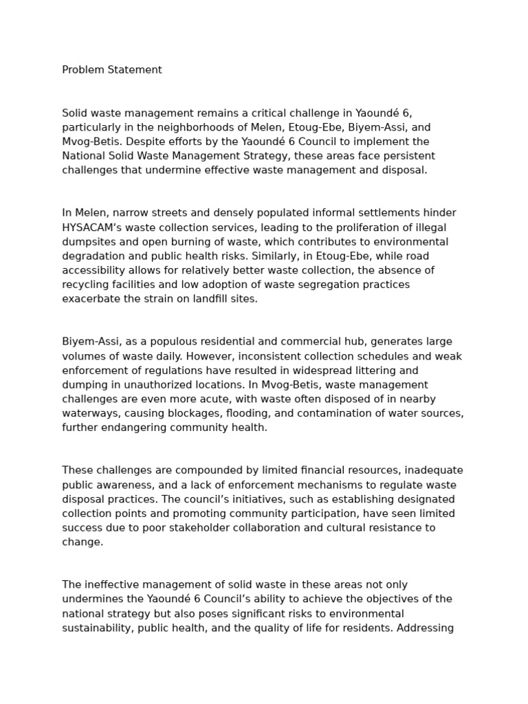 Problem Statement Waste | PDF