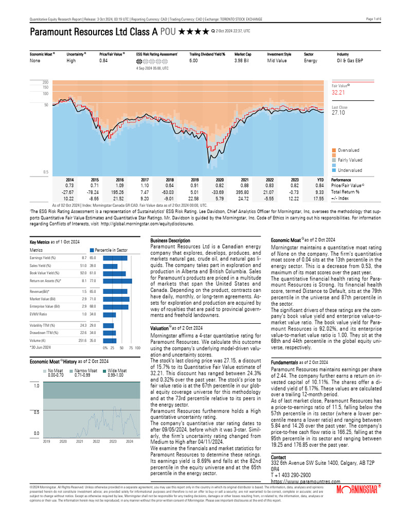 Paramount (Energy) | PDF | Valuation (Finance) | Financial Analyst Paramount (Energy) | PDF | Valuation (Finance) | Financial Analyst
