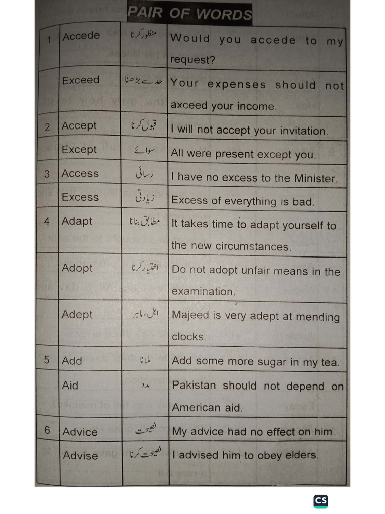 Pair of Words | PDF