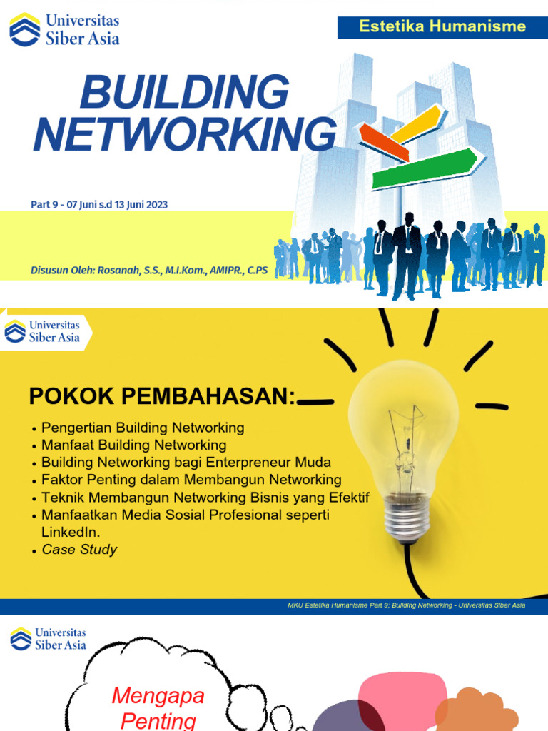 Estetika Humanisme Part 9 Building Networking - UNSIA - 20230605 | PDF