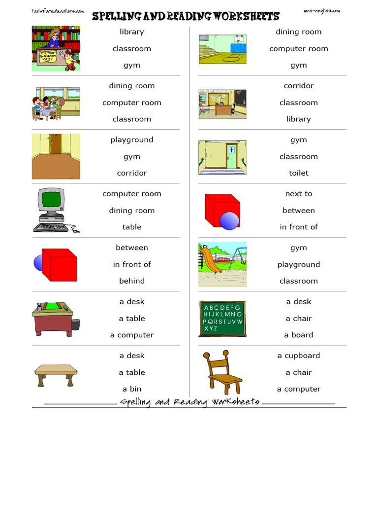 Choose The Word Grade 2 at School | PDF