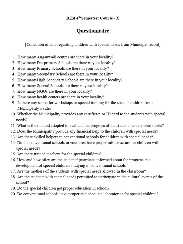 Questionnaire | PDF