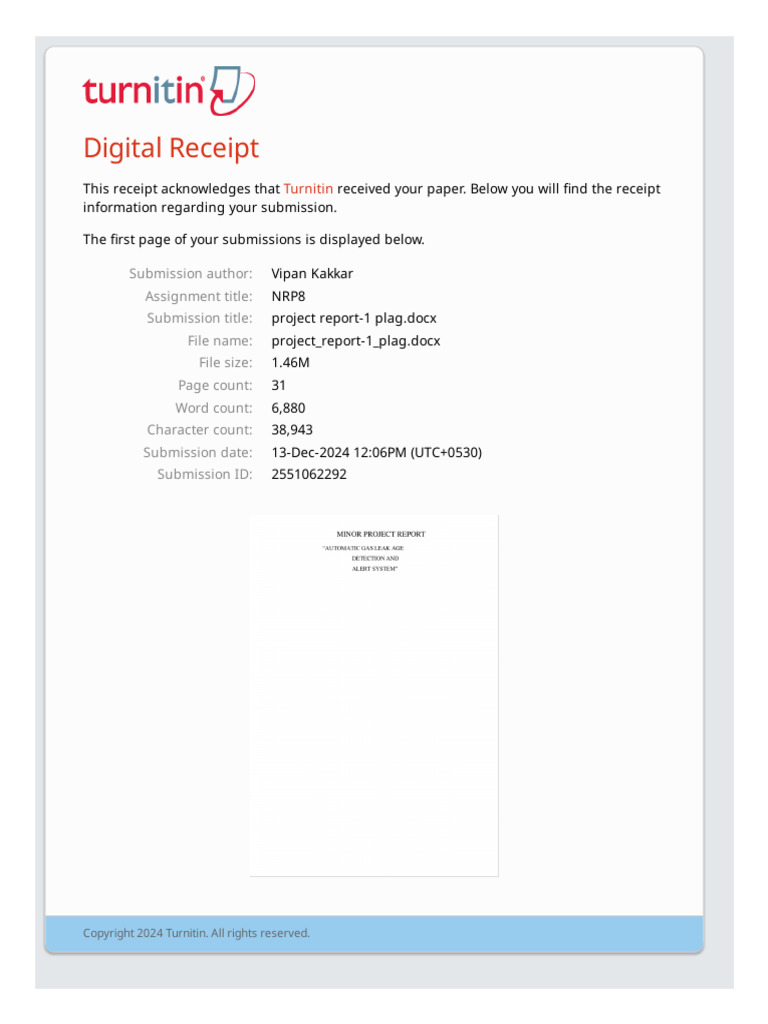 Receipt - Project Report-1 Plag | PDF