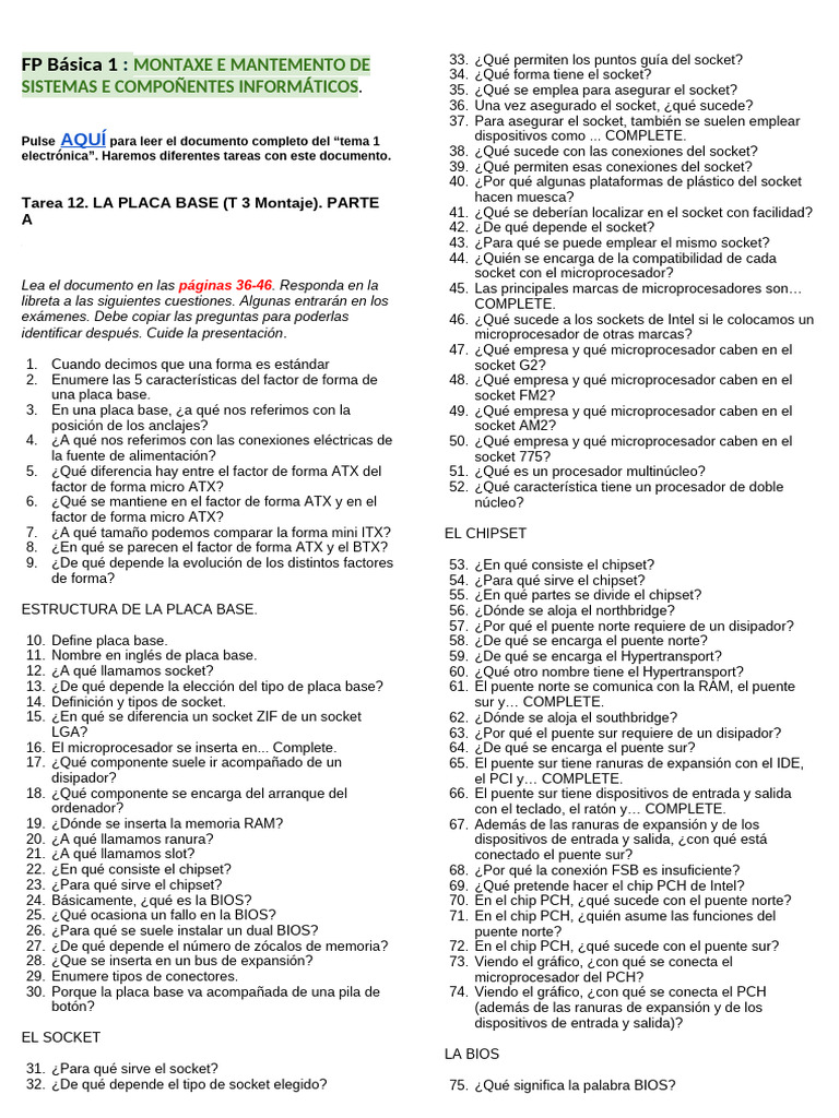 FP BASICA MONTAJE - Tarea 12 | PDF | Hardware de la computadora | Bios