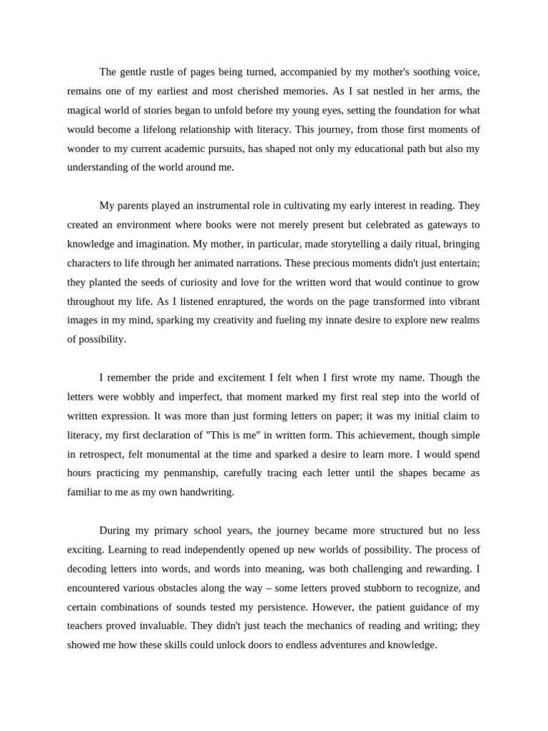 Literacy Autobiography (1) .MD | PDF | Literacy | Experience