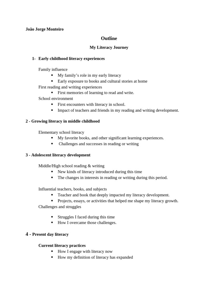 My Literacy Journey - Joao | PDF