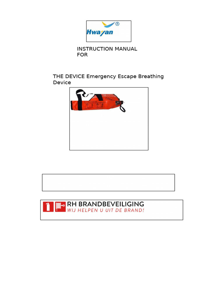 Hwayan Emergency Escape Breathing Device Th15b Instructiehandleiding ...