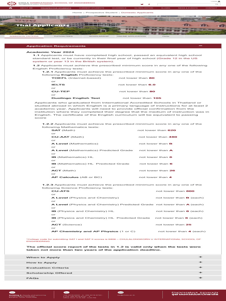 CHULA ISE | PDF | University And College Admission | Sat