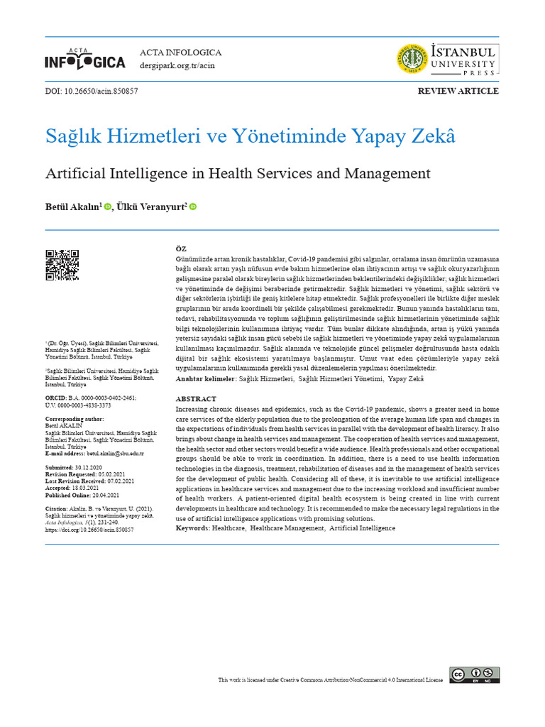 Sa__l__k Hizmetleri ve Y__netiminde Yapay Zek__[#850857]-1479836 | PDF