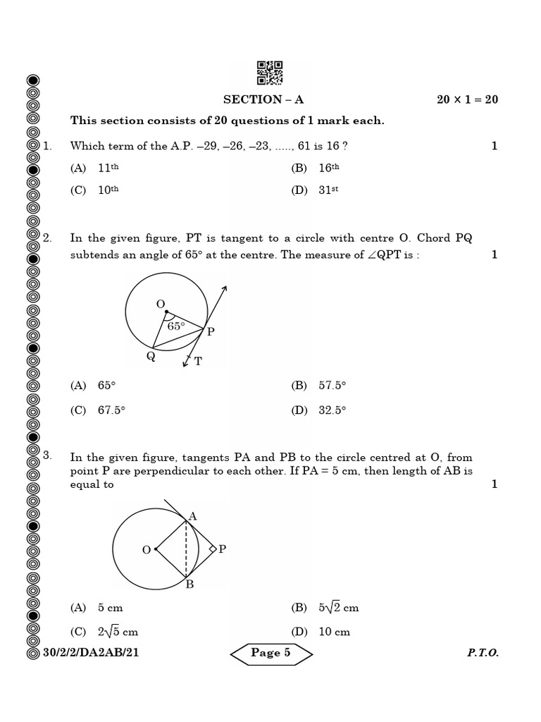 pyq 5 | PDF | Circle | Perpendicular