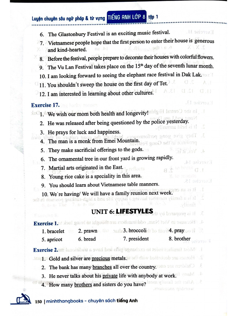 Lớp 8 Unit 6 Key | PDF