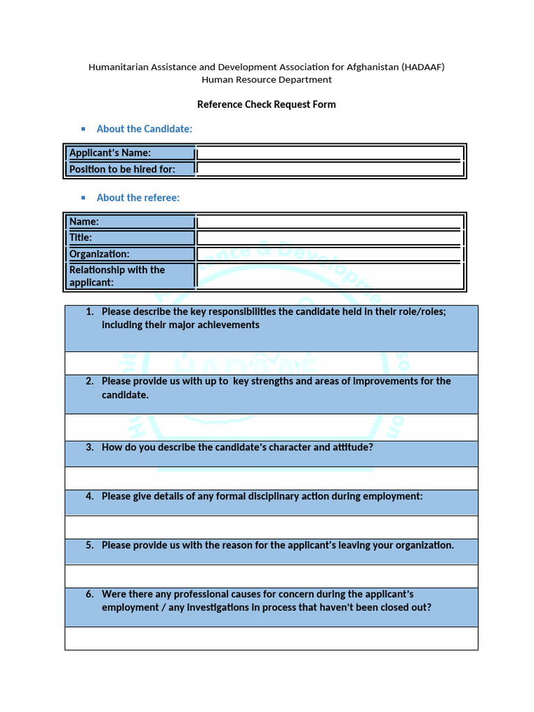 Reference Check Form | PDF | Justice | Crime & Violence