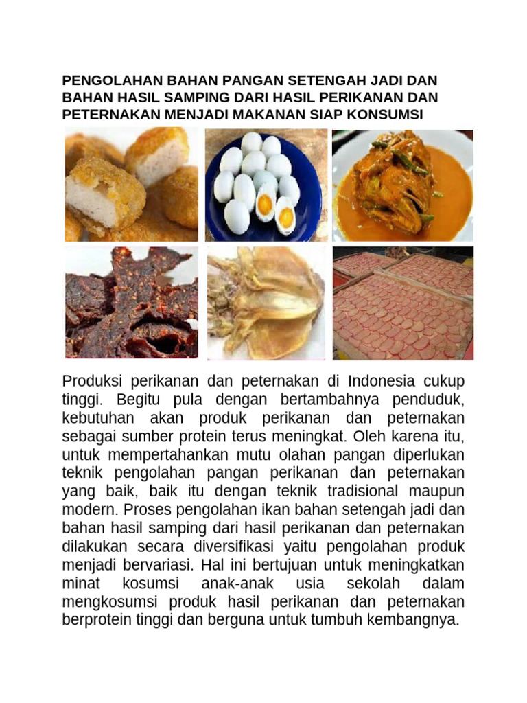 PENGOLAHAN BAHAN PANGAN SETENGAH JADI DAN BAHAN HASIL SAMPING DARI ...