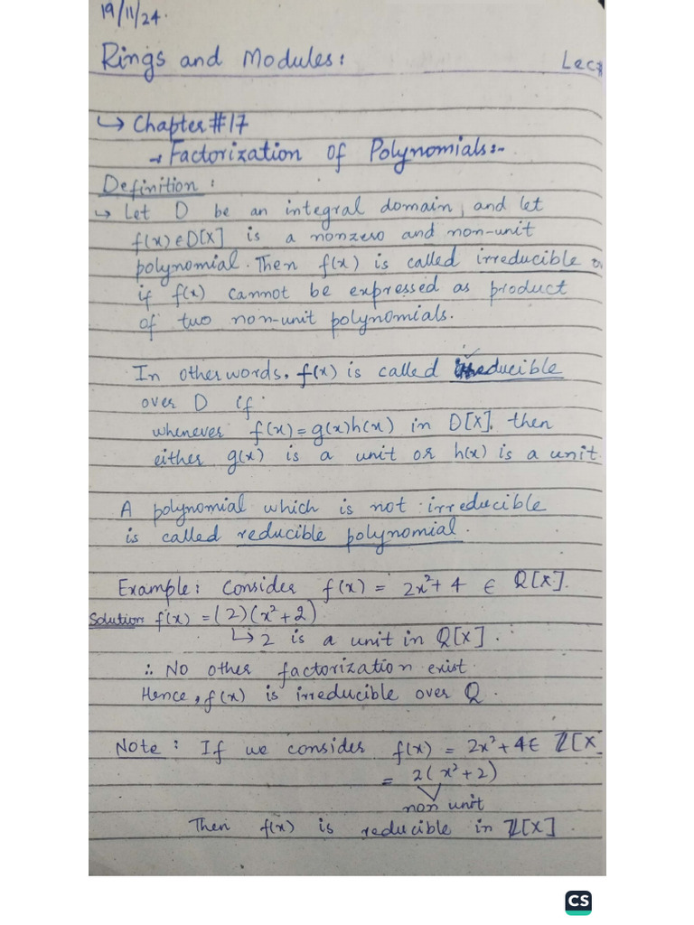 Factorization Of Polynomial Pdf 0262