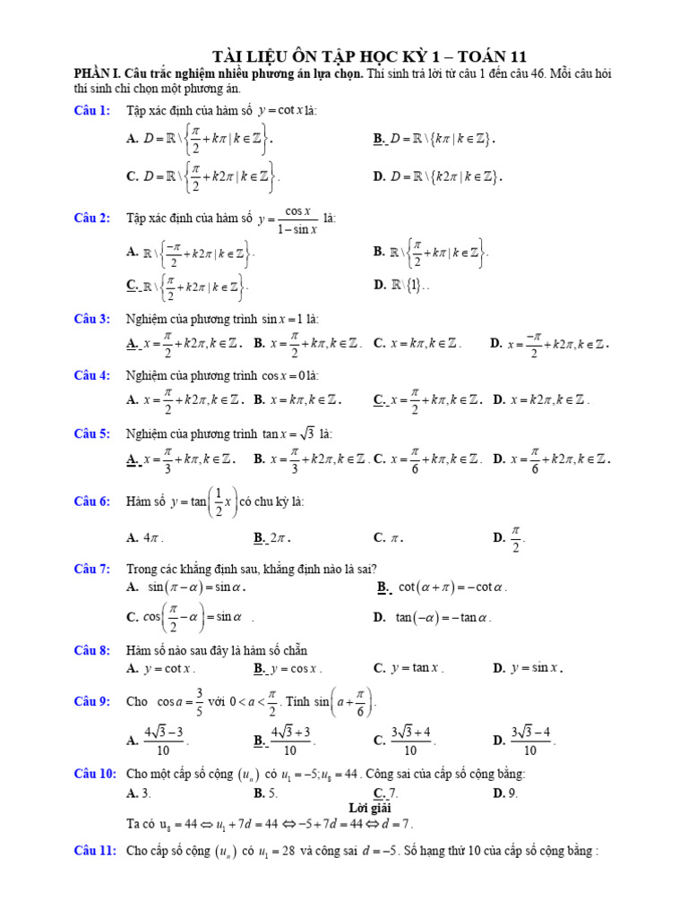 TÀI LIỆU ÔN HK1 LỚP 11 24-25 | PDF