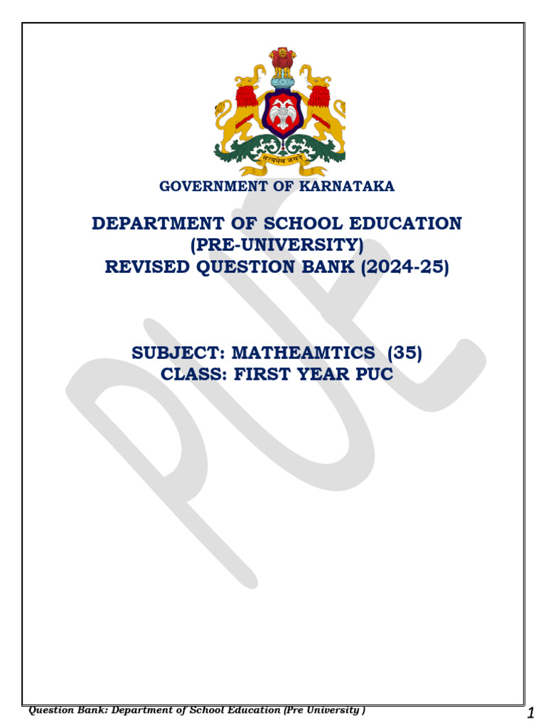 Final I Puc Maths QB 24-25 | PDF | Function (Mathematics) | Minute And ...