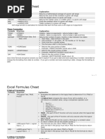 Basic Excel Formulas Cheat Sheet | PDF