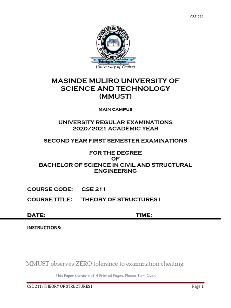 Cse 211 - Theory - of Structures I | PDF