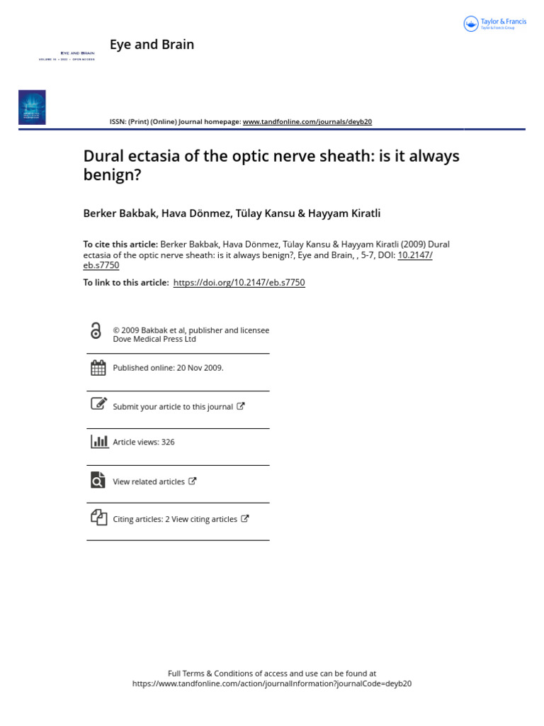 Optic Nerve Dural Ectasia: Case Study | PDF | Nervous System | Medical ...
