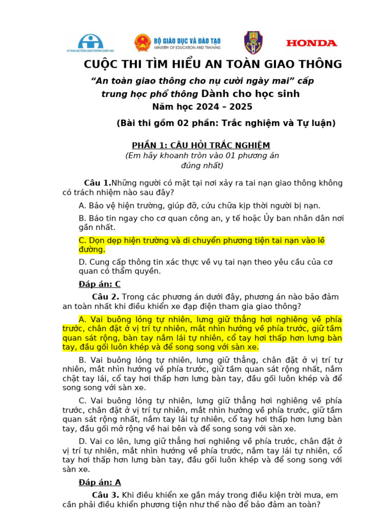 De Thi HS THPT 2024 2025 | PDF