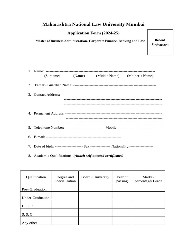 Application Form (2024-25) | PDF | Service Industries