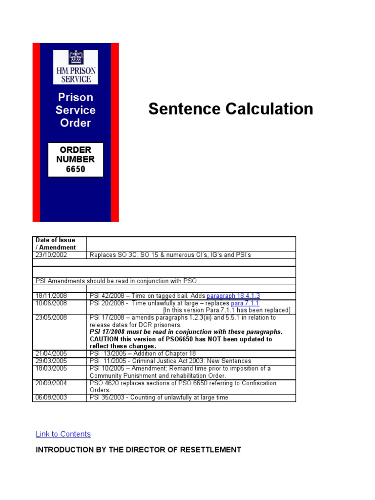 PSO 6650 Sentence Calculation | PDF | Remand (Detention) | Bail