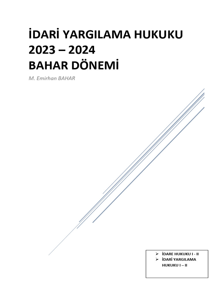İDARİ YARGILAMA HUKUKU 2. DÖNEM M. EMİRHAN BAHAR | PDF