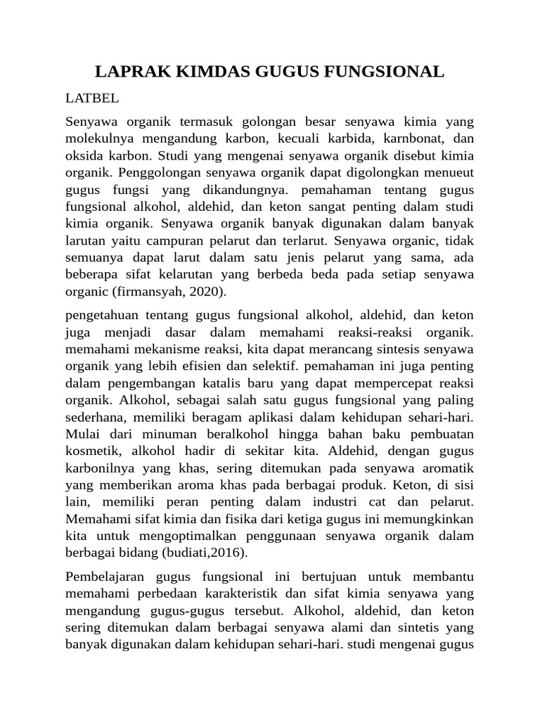Laprak Kimdas Gugus Fungsional | PDF